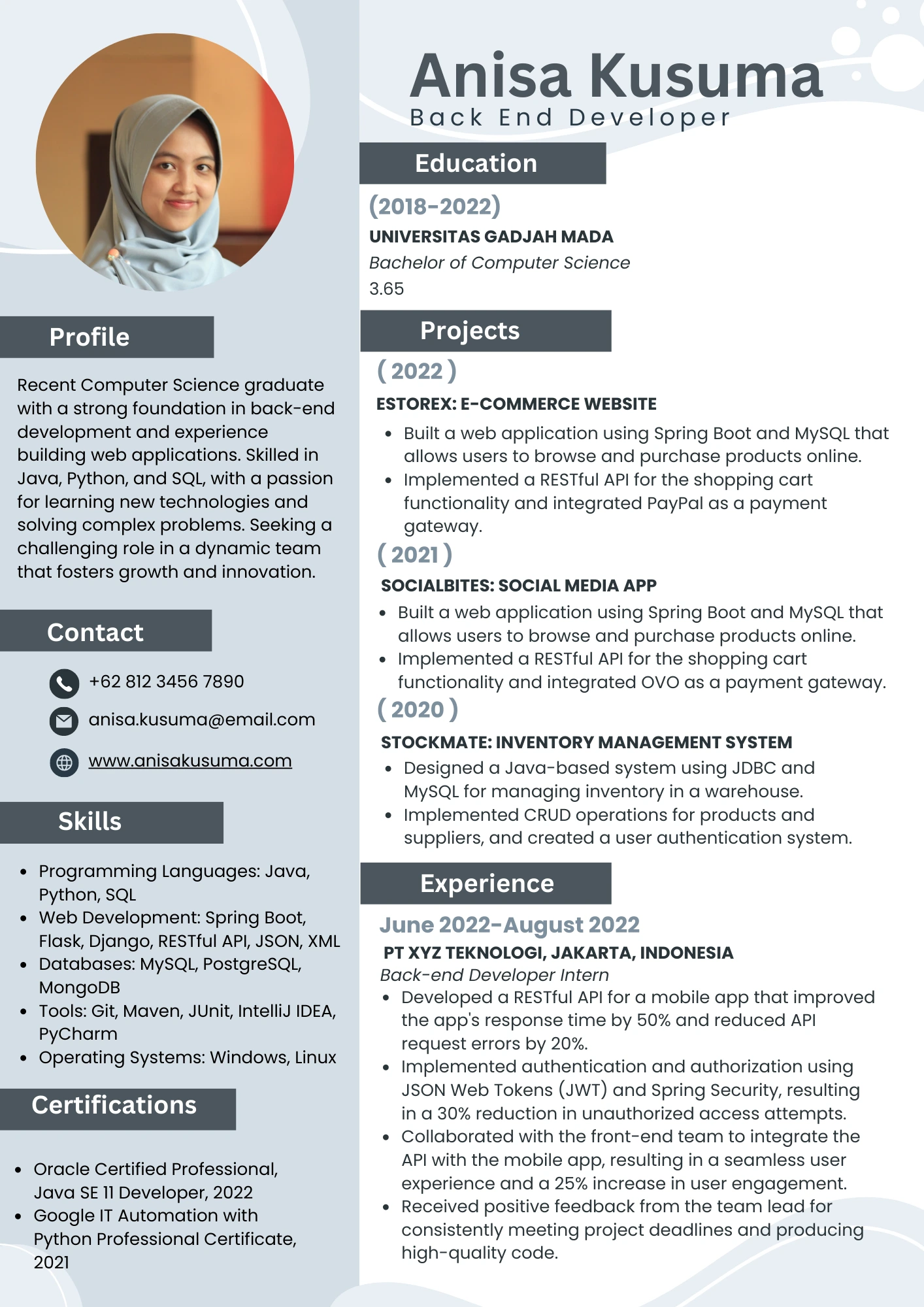 Contoh Back End Developer Resume dan Tips Membuatnya 2025 | RevoU